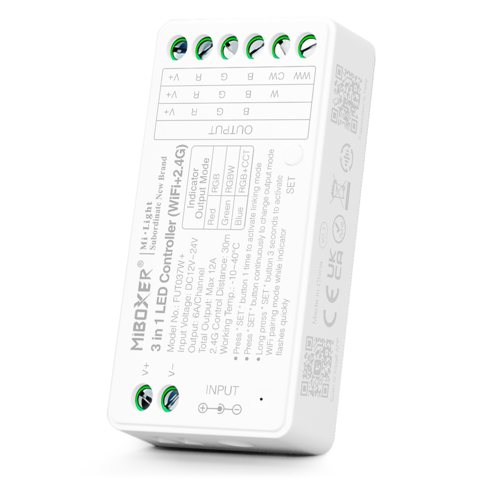 WiFi řídící jednotka 3v1 Mi-Light 037W+ pro RGB, RGBW, RGB+CCT pásky ...
